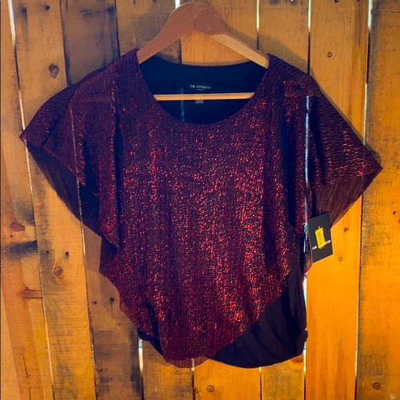 I.N. Studio | Tops | Nwt In Studio Petite Red Black Blouse | Poshmark